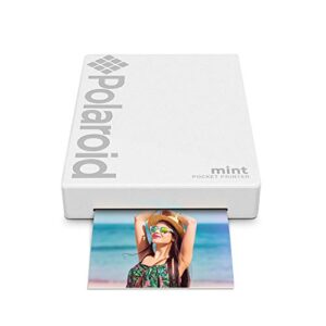 zink polaroid mint pocket printer w/ zink zero ink technology & built-in bluetooth for android & ios devices - white