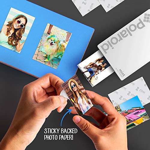 Zink Polaroid Mint Pocket Printer W/ Zink Zero Ink Technology & Built-In Bluetooth for Android & iOS Devices - White