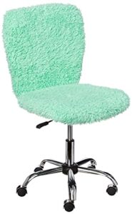 urban shop faux fur rolling task chair, mint