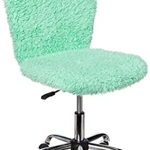 Urban Shop Faux Fur Rolling Task Chair, Mint