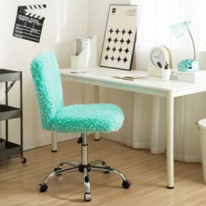 Urban Shop Faux Fur Rolling Task Chair, Mint