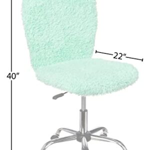 Urban Shop Faux Fur Rolling Task Chair, Mint