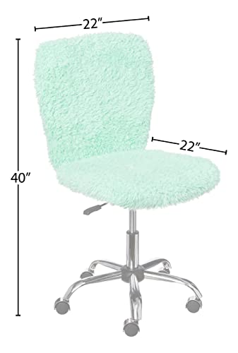 Urban Shop Faux Fur Rolling Task Chair, Mint