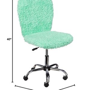 Urban Shop Faux Fur Rolling Task Chair, Mint