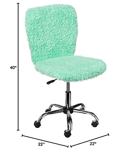 Urban Shop Faux Fur Rolling Task Chair, Mint