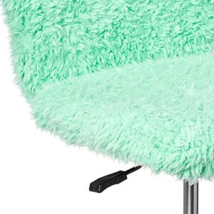 Urban Shop Faux Fur Rolling Task Chair, Mint