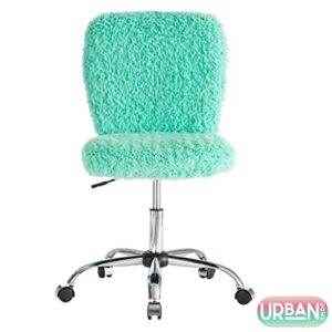 Urban Shop Faux Fur Rolling Task Chair, Mint