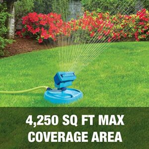 Aqua Joe AJ-OSPR20 Mini Gear-Driven Oscillating Sprinkler on Sled Base, Customizable Coverage, 4,250 Sq. Ft. Max, Blue