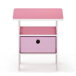 Furinno Andrey End Table / Side Table / Night Stand / Bedside Table with Bin Drawer, Pink/Light Pink