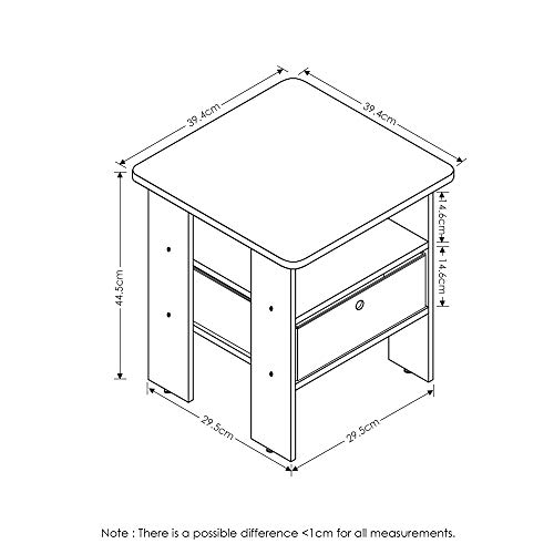 Furinno Andrey End Table / Side Table / Night Stand / Bedside Table with Bin Drawer, Pink/Light Pink