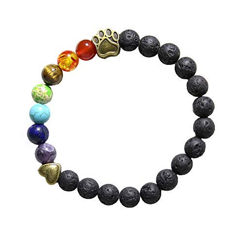 COZYMATE Rainbow Bridge Pet Memorial Gift Lava Bead Bracelet in Memory of Dogs Cats