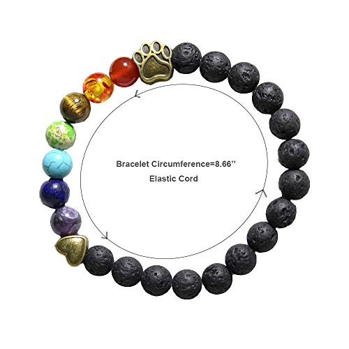 COZYMATE Rainbow Bridge Pet Memorial Gift Lava Bead Bracelet in Memory of Dogs Cats