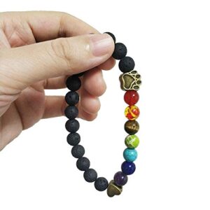 COZYMATE Rainbow Bridge Pet Memorial Gift Lava Bead Bracelet in Memory of Dogs Cats