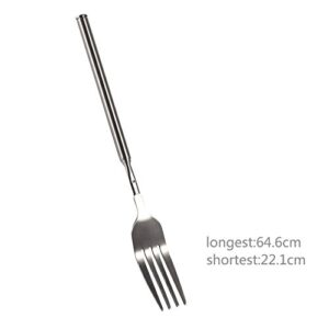 Telescopic Fork, BBQ Telescopic Extendable Dinner Fruit Dessert Long Handle Fork Stainless Steel Cutlery