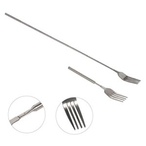 Telescopic Fork, BBQ Telescopic Extendable Dinner Fruit Dessert Long Handle Fork Stainless Steel Cutlery