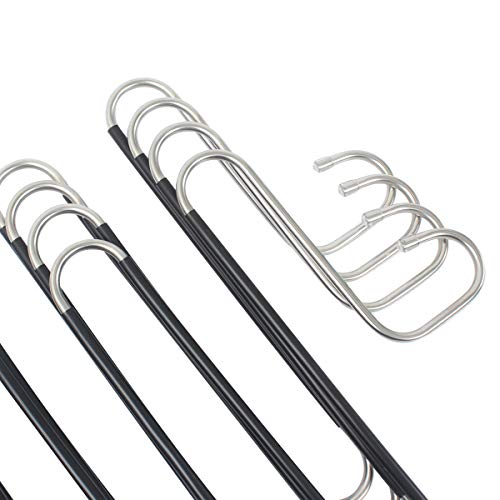 Myfolrena Hangers for Pants Clothes Hanger Non Slip Updated S-Shaped 5 Layers Hangers Closet Space Saver for Jeans Scarf Tie(4-Pack)