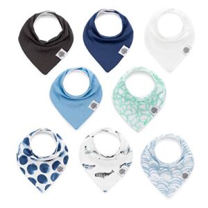 parker baby bandana drool bibs 8 pack baby bibs for boys, girls, unisex - "arctic set"