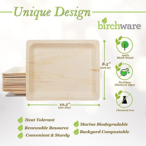 Birchware 50 - Large Compostable Wooden Platter, Party and Craft Supplies