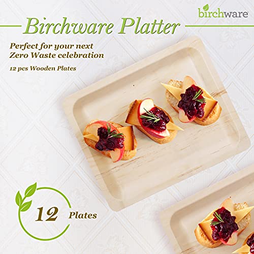 Birchware 50 - Large Compostable Wooden Platter, Party and Craft Supplies