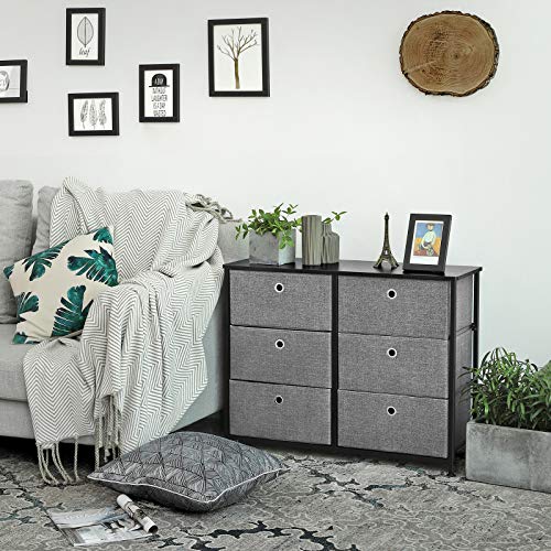 SONGMICS Narrow Dresser with 4 Fabric Drawers Vertical Slim Storage Tower Unit, 31.5", Gray