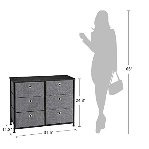 SONGMICS Narrow Dresser with 4 Fabric Drawers Vertical Slim Storage Tower Unit, 31.5", Gray