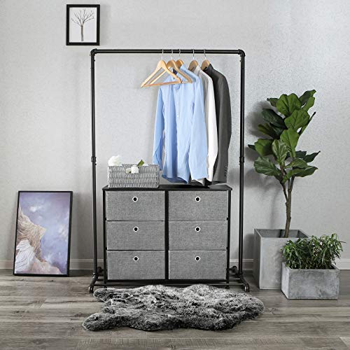 SONGMICS Narrow Dresser with 4 Fabric Drawers Vertical Slim Storage Tower Unit, 31.5", Gray