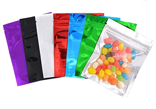 100PCS 4in x 5in Self Sealing Mylar Foil Flat Bag Sample Zipper Pouch Food Snack Storage Coffee Bean Candy Tea Powder Seal Grip Wrapper Gift Basket Supplies Xmas Gift Bag (Green)