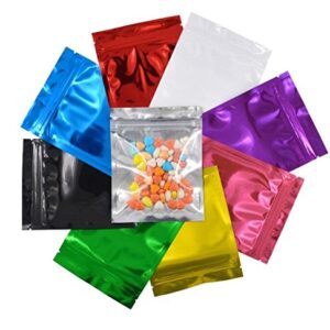 100PCS 4in x 5in Self Sealing Mylar Foil Flat Bag Sample Zipper Pouch Food Snack Storage Coffee Bean Candy Tea Powder Seal Grip Wrapper Gift Basket Supplies Xmas Gift Bag (Green)