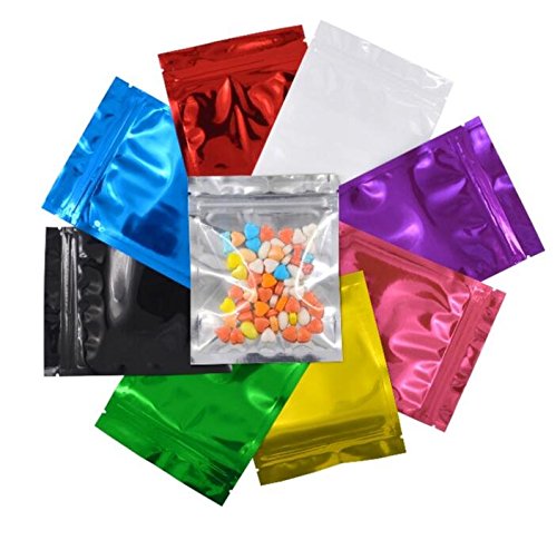 100PCS 4in x 5in Self Sealing Mylar Foil Flat Bag Sample Zipper Pouch Food Snack Storage Coffee Bean Candy Tea Powder Seal Grip Wrapper Gift Basket Supplies Xmas Gift Bag (Green)