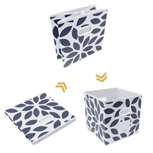 MAX Houser Fabric Storage Bins Cubes Baskets Containers with Dual Plastic Handles for Home Closet Bedroom Drawers Organizers, Flodable,Grey, Set of 6