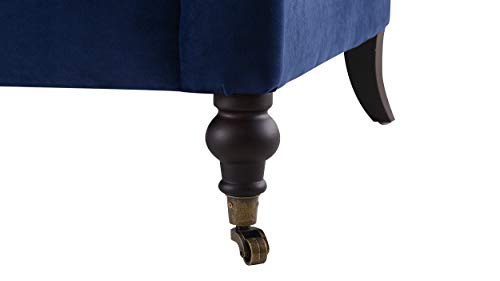 Jennifer Taylor Home Xander Tufted Sofa Metal Casters, Navy Blue