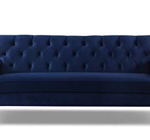 Jennifer Taylor Home Xander Tufted Sofa Metal Casters, Navy Blue