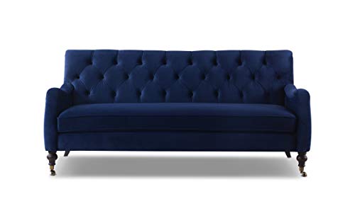 Jennifer Taylor Home Xander Tufted Sofa Metal Casters, Navy Blue