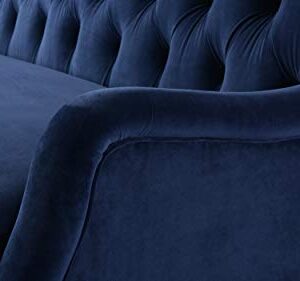 Jennifer Taylor Home Xander Tufted Sofa Metal Casters, Navy Blue