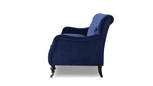 Jennifer Taylor Home Xander Tufted Sofa Metal Casters, Navy Blue