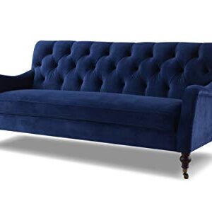 Jennifer Taylor Home Xander Tufted Sofa Metal Casters, Navy Blue