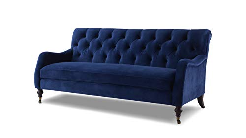 Jennifer Taylor Home Xander Tufted Sofa Metal Casters, Navy Blue