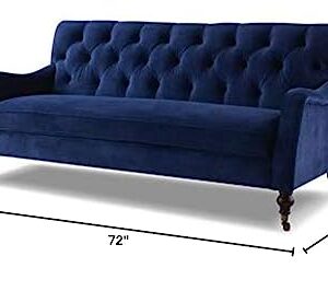 Jennifer Taylor Home Xander Tufted Sofa Metal Casters, Navy Blue