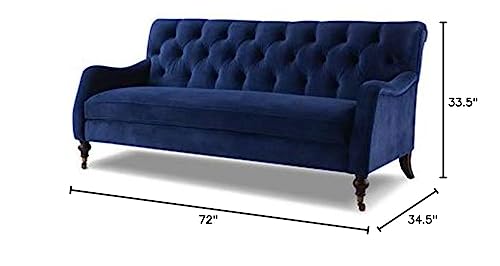 Jennifer Taylor Home Xander Tufted Sofa Metal Casters, Navy Blue