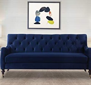 Jennifer Taylor Home Xander Tufted Sofa Metal Casters, Navy Blue