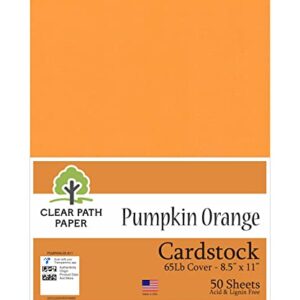 Pumpkin Orange Cardstock - 8.5 x 11 inch - 65Lb Cover - 50 Sheets - Clear Path Paper