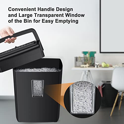 bonsaii 10-Sheet Paper Shredder, Credit Card Cross-Cut Shredders for Home Office Use, 5.5 Gallons Large Wastebasket with Transparent Window, Black (C209-D)