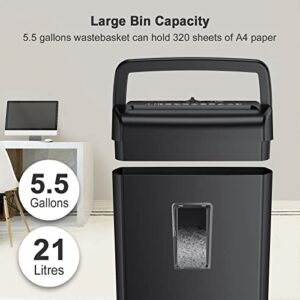 bonsaii 10-Sheet Paper Shredder, Credit Card Cross-Cut Shredders for Home Office Use, 5.5 Gallons Large Wastebasket with Transparent Window, Black (C209-D)