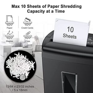 bonsaii 10-Sheet Paper Shredder, Credit Card Cross-Cut Shredders for Home Office Use, 5.5 Gallons Large Wastebasket with Transparent Window, Black (C209-D)