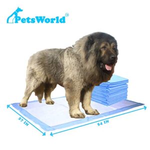 PETSWORLD Enormous Dog Training/Potty Pads (37x54 inch), XXXL Enormous, Tear Resistant, Extremely Strong Leak-Proof Backing