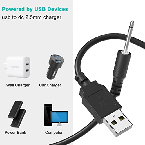 SCOVEE 3ft Replacement DC Charging Cable,2.5mm Charger Cord,USB DC Charger,USB to DC 2.5mm Fast Charger Cord Adapter