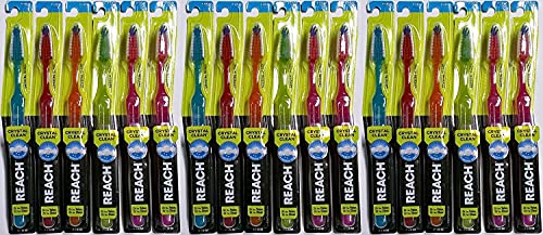 Reach Crystal Clean Toothbrush, Firm, Assorted Colors (Pack of 18)