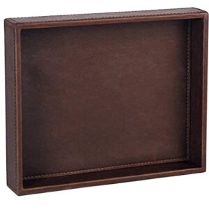 Valet Tray Nightstand Organizer Mens Vanity Tray,Catchall Tray Dresser Cologne Tray Jewelry Key Tray,Leather,Brown,10.2 x 8.4 x 1.8 inches