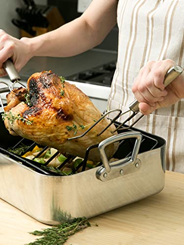 RSVP International Endurance® Stainless Steel Turkey & Roast Lifters, Set of 2 | Transfer Turkey or Ham Easily | Long Handles for Strong Grip | Dishwasher Safe | Great for Thanksgiving