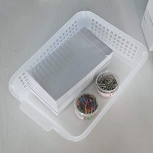 Qskely Rectangular Plastic Storage Organization Trays Baskets in Clear, 6-Pack